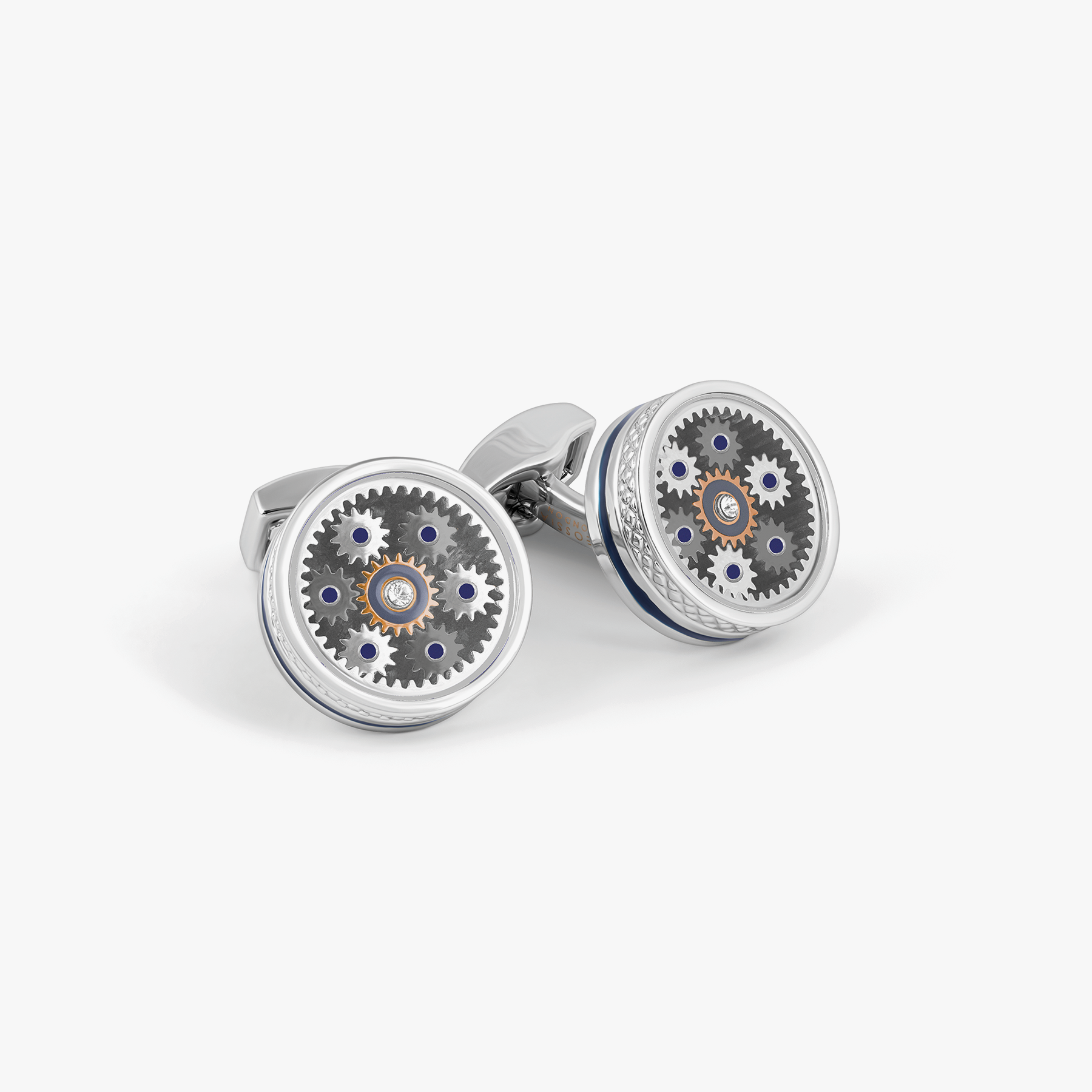 Septa Gear Cufflinks In Rose Gold & Palladium, With Carbon Fibre ...