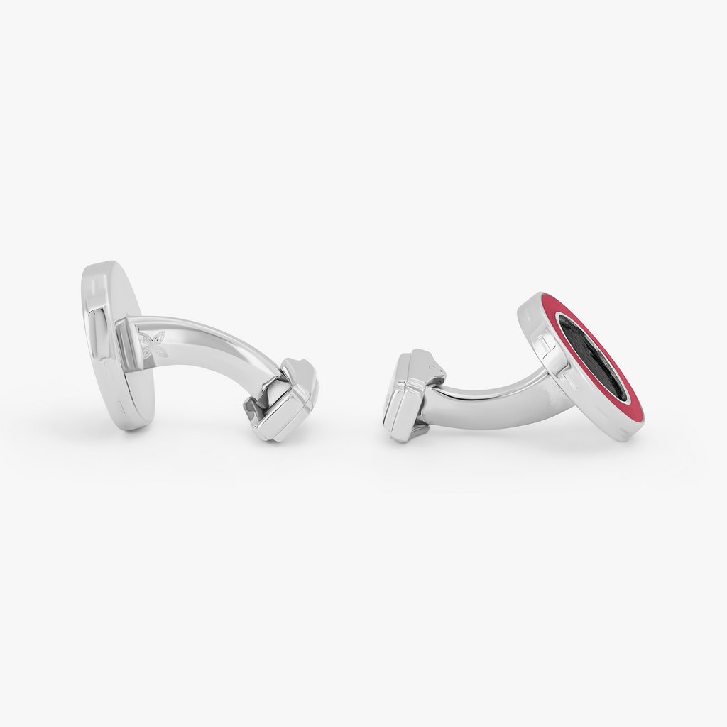 Thompson Red Palladium Plated Carbon Redondo Cufflinks – Tateossian London