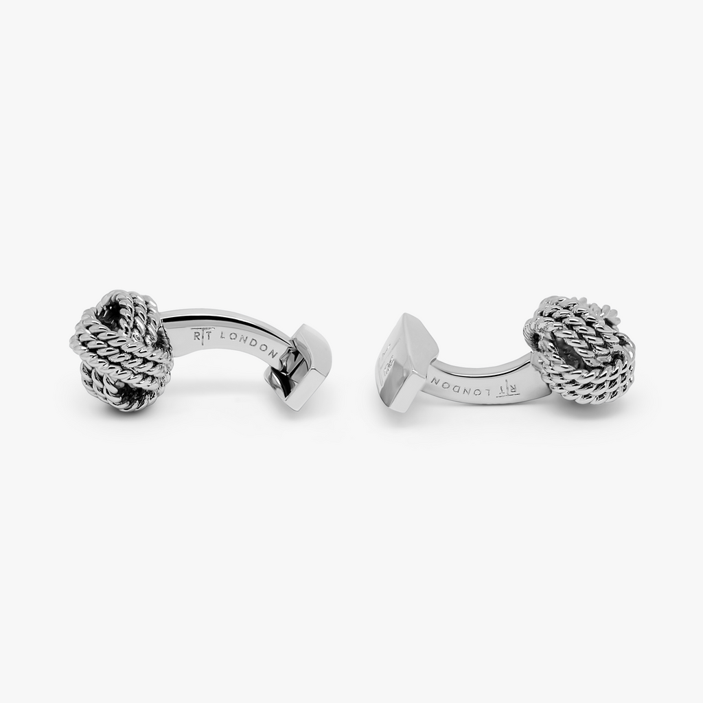 Ribbed Knot Cufflinks in Rhodium – Tateossian London