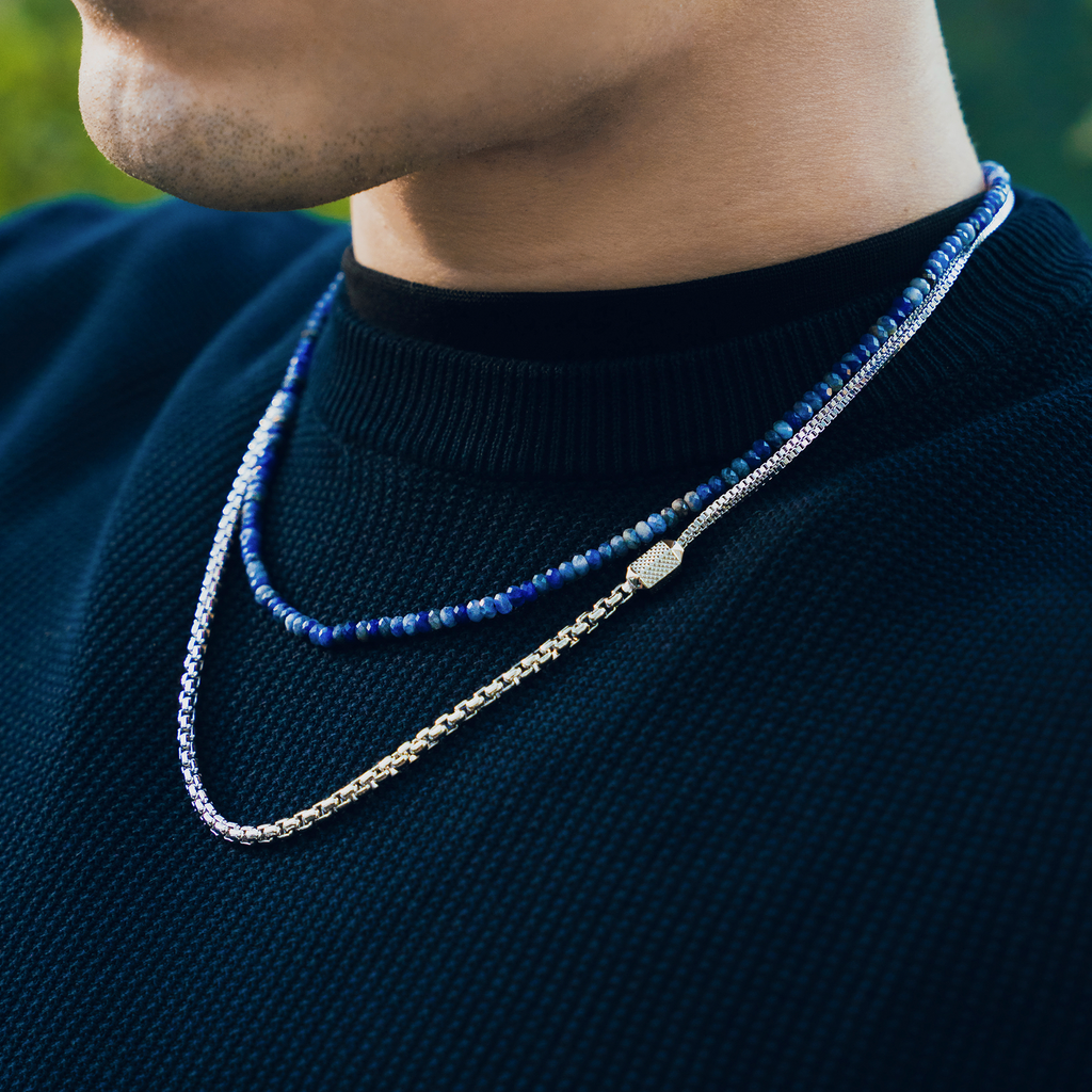 Hexade Box Chain In Rhodium Silver – Tateossian London