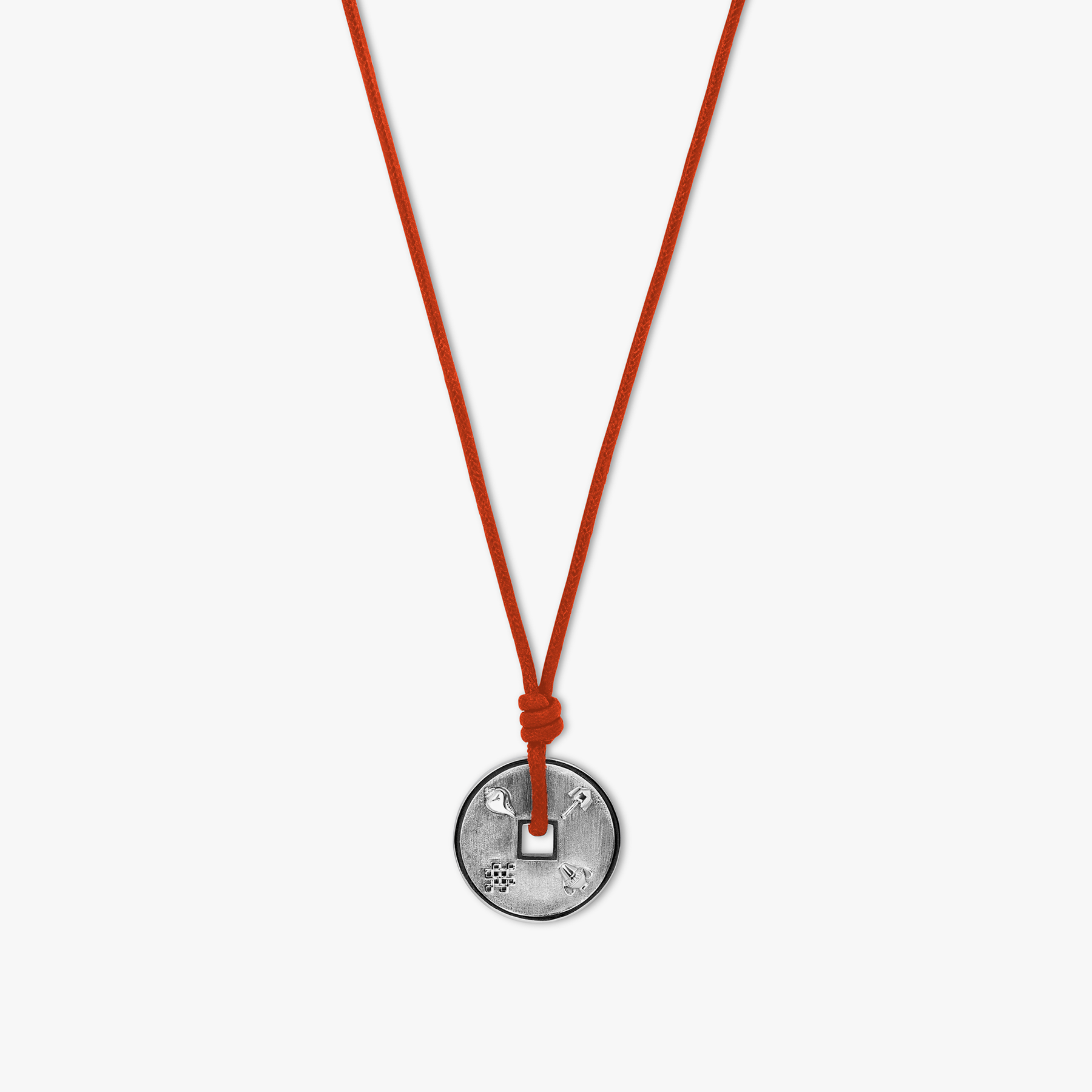 Lhasa Auspicious Coin Cord Necklace In Red – Tateossian London