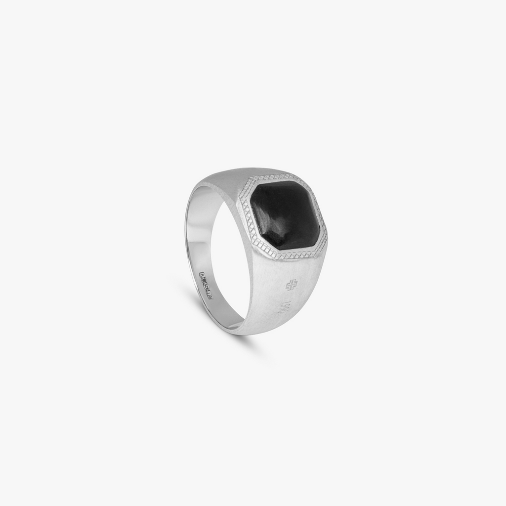 Onyx Doppione Signet Ring in Silver – Tateossian London