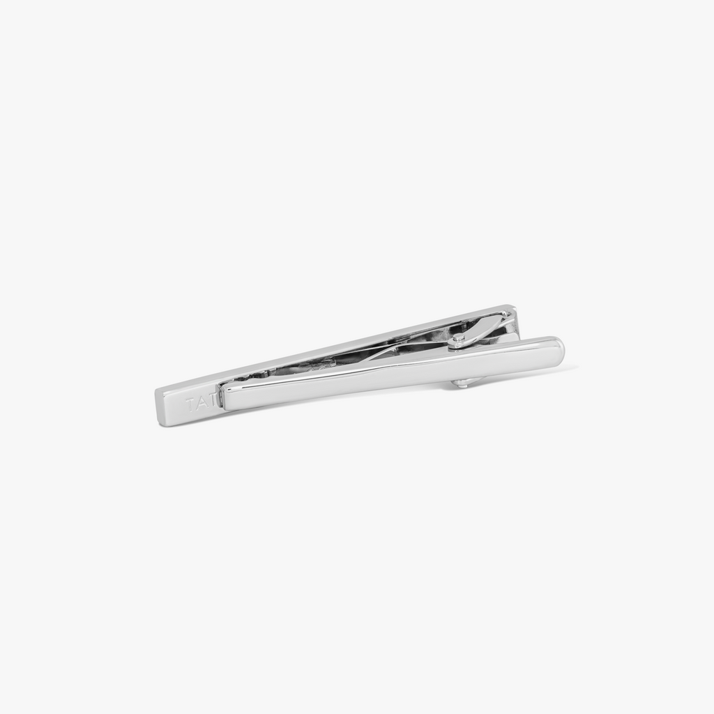 Diamond Textured Tie Clip in Rhodium – Tateossian London